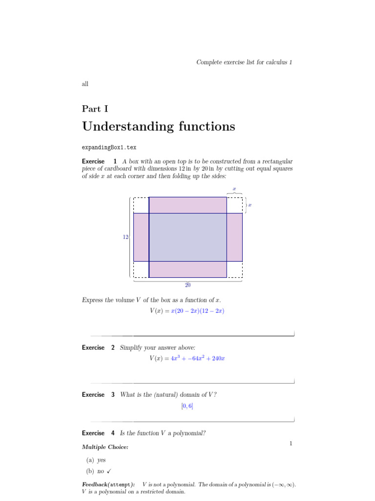 Calculus 1 Exercise List and Solutions | PDF | Function (Mathematics ...