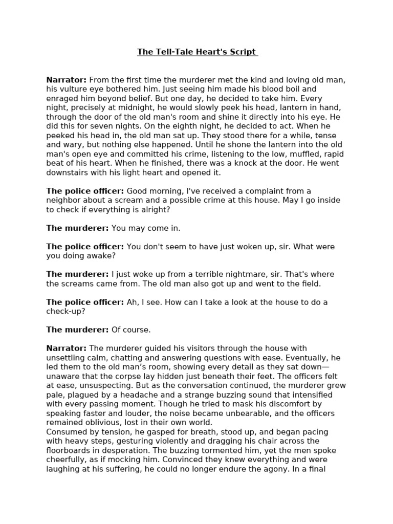 The Tell-Tale Heart Script Summary | PDF