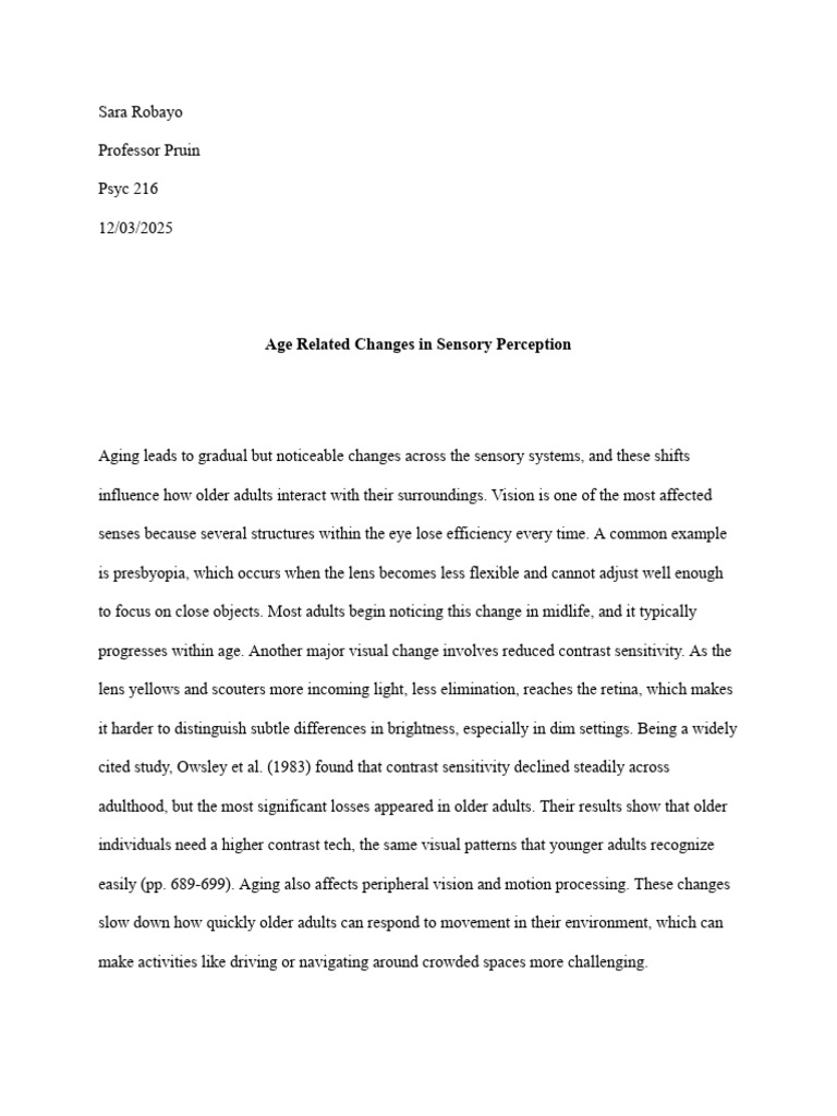 Final Paper | PDF | Senses | Perception