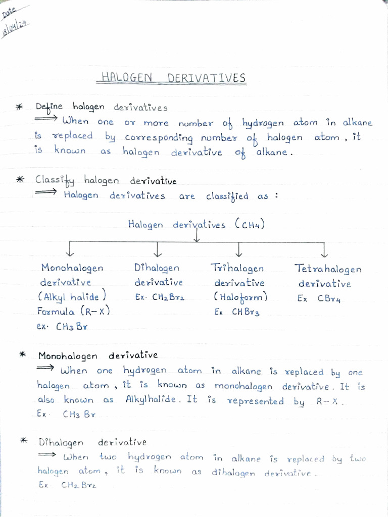 HALOGEN DERIVATIVES....10th chapter | PDF