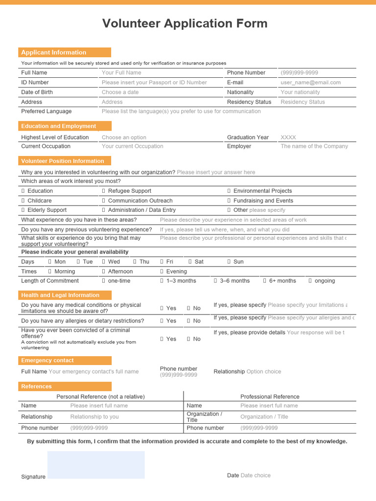 Volunteer Application Form General 3468ad58bb | PDF