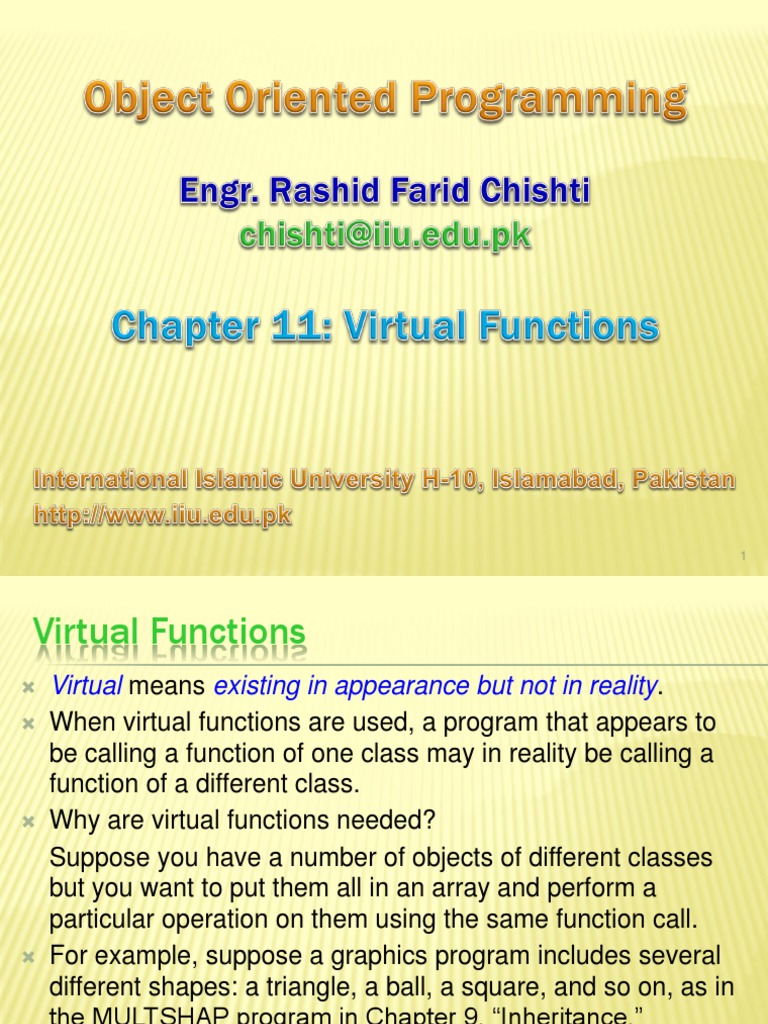 Ch11 Virtual Functions | PDF | Inheritance (Object Oriented Programming) | Constructor (Object ...