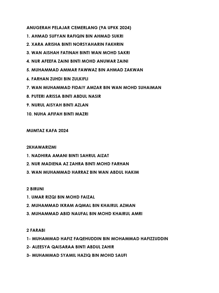 Terbaru Anugerah Apresiasi Pelajar Cemerlang Kafa 2025 | PDF | Mecca ...