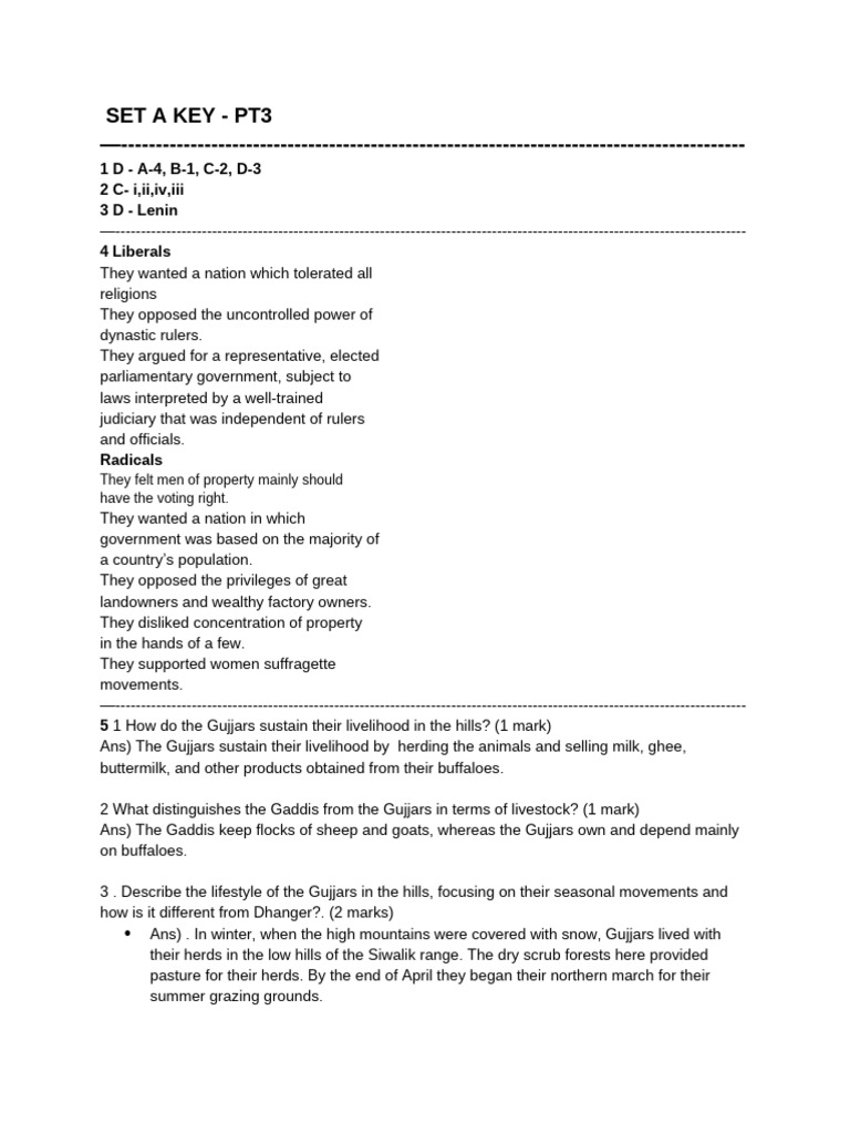 Class Ix Social Pt3 Answer Key | PDF | Hunger | Poverty