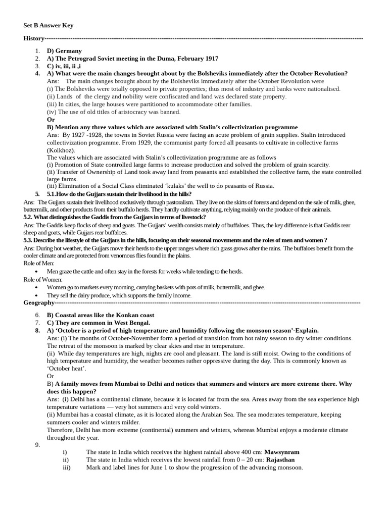 PT3 Answer Key Set B Social | PDF