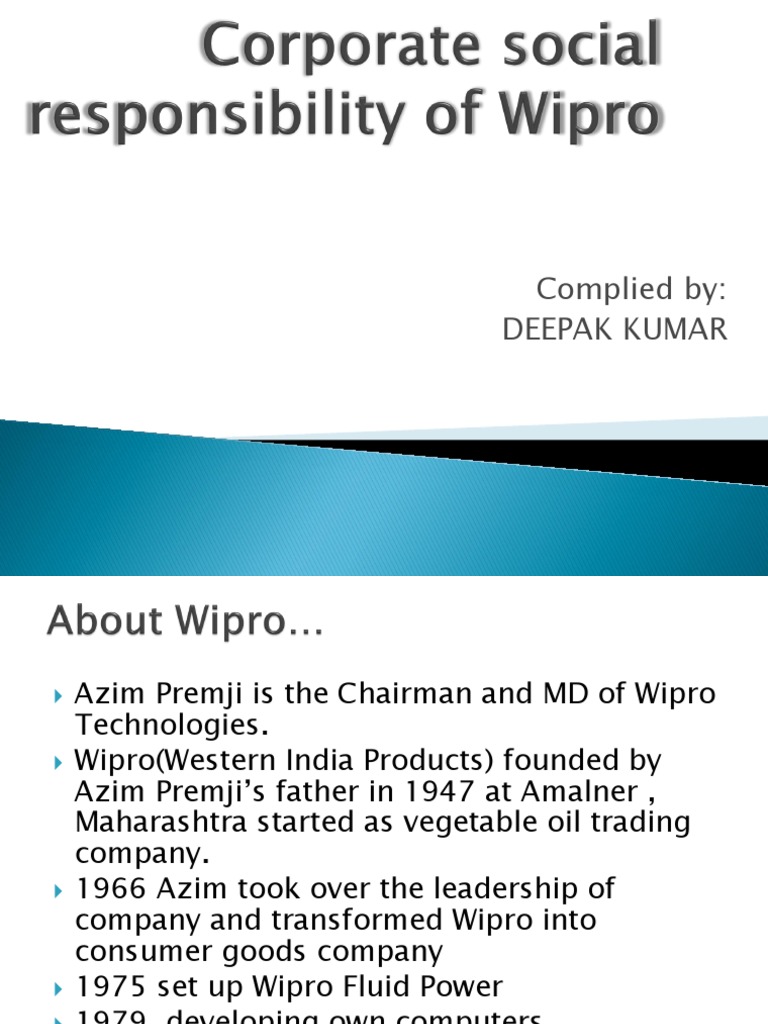 Corporate Social Responsibility of Wipro | PDF | Corporate Social ...