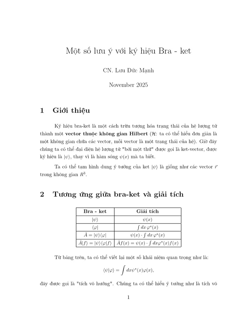 Mot So Luu y Voi Ky Hieu Dirac | PDF