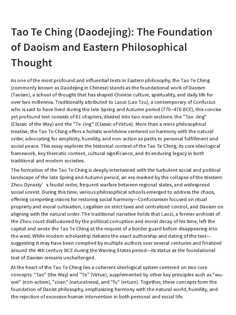 Understanding the Tao Te Ching's Philosophy | PDF | Tao | Laozi