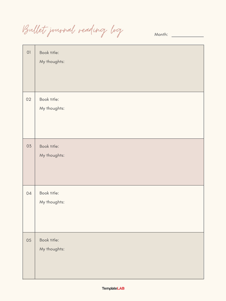Bullet Journal Reading Log | PDF