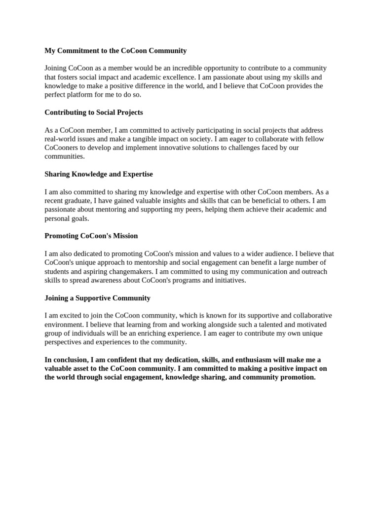 Commitment to CoCoon Community Impact | PDF