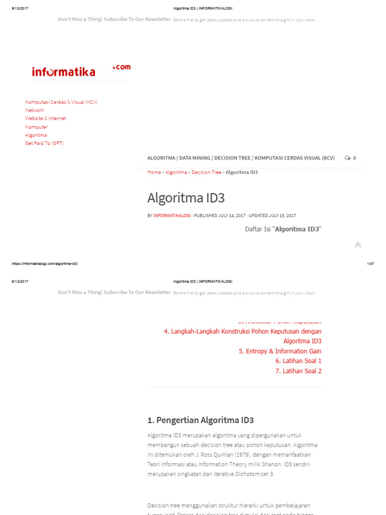 Algoritma ID3 untuk Decision Tree | PDF