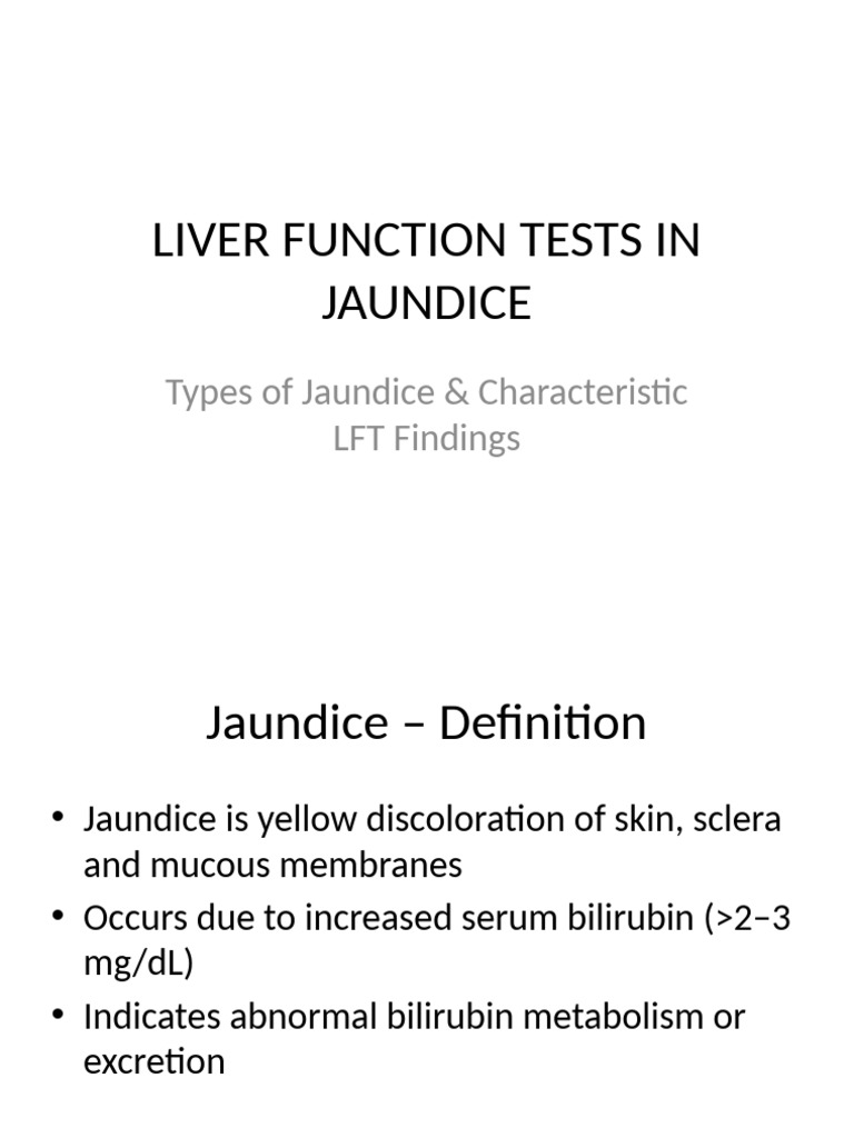 Jaundice: Liver Function Test Insights | PDF