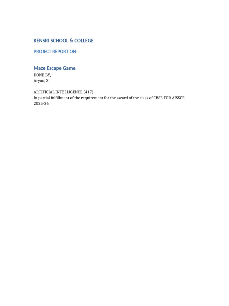 Maze Escape Project Report | PDF