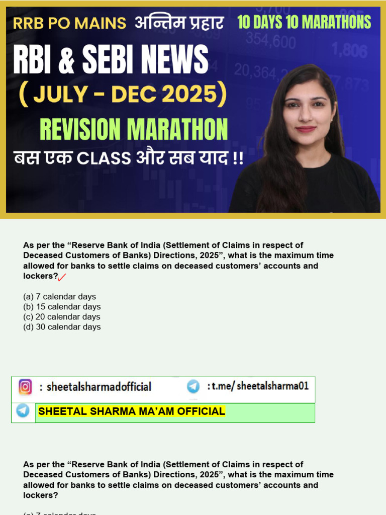 July Dec 2025 Rbi & Sebi News & Circulars Marathon Session | PDF ...