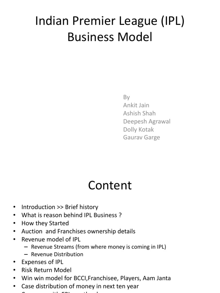 IPL Business Model Overview | PDF | Business