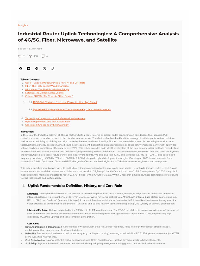 Industrial Router Uplink Technologies A Comprehensive Analysis of 4G5G ...