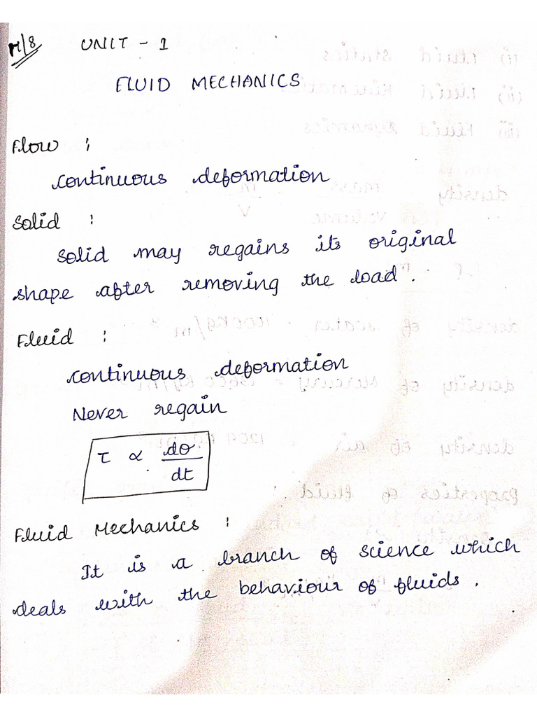 Fluid Mechanics Notes | PDF