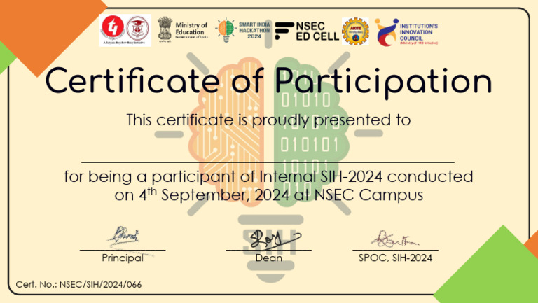 SIH Mar Certificate '25-1 | PDF