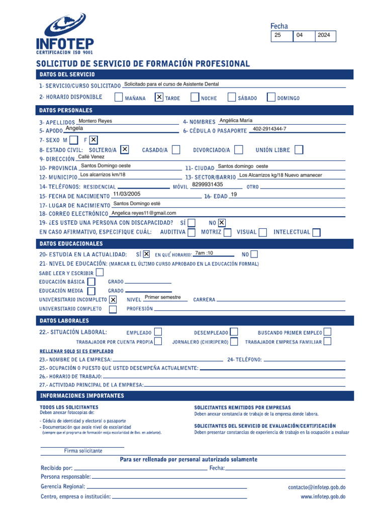 Formulario de Solicitud (1) | PDF