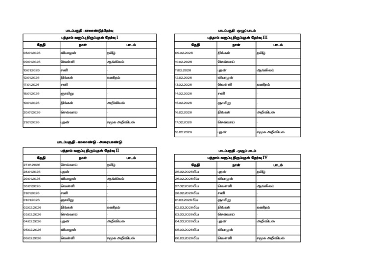 SSLC Revision Exam Time Table | PDF