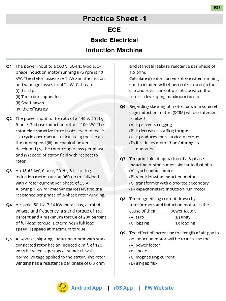 Induction Motor Calculations and Concepts | PDF | Electric Motor ...
