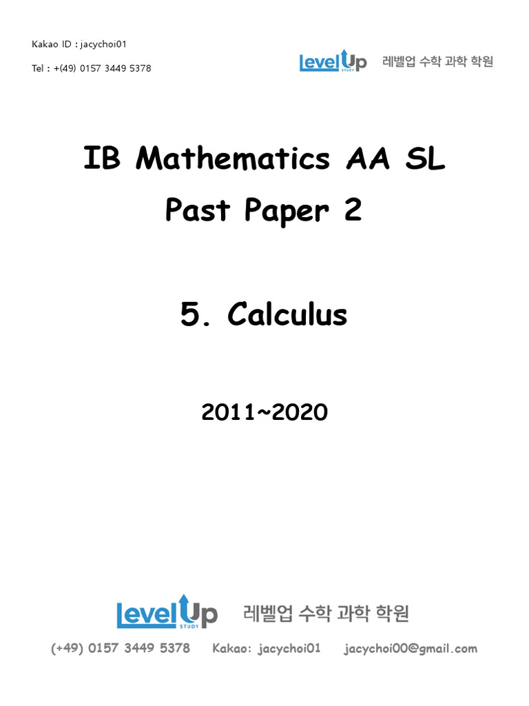 IB Math AA SL Calculus Past Papers | PDF | Mathematical Analysis ...