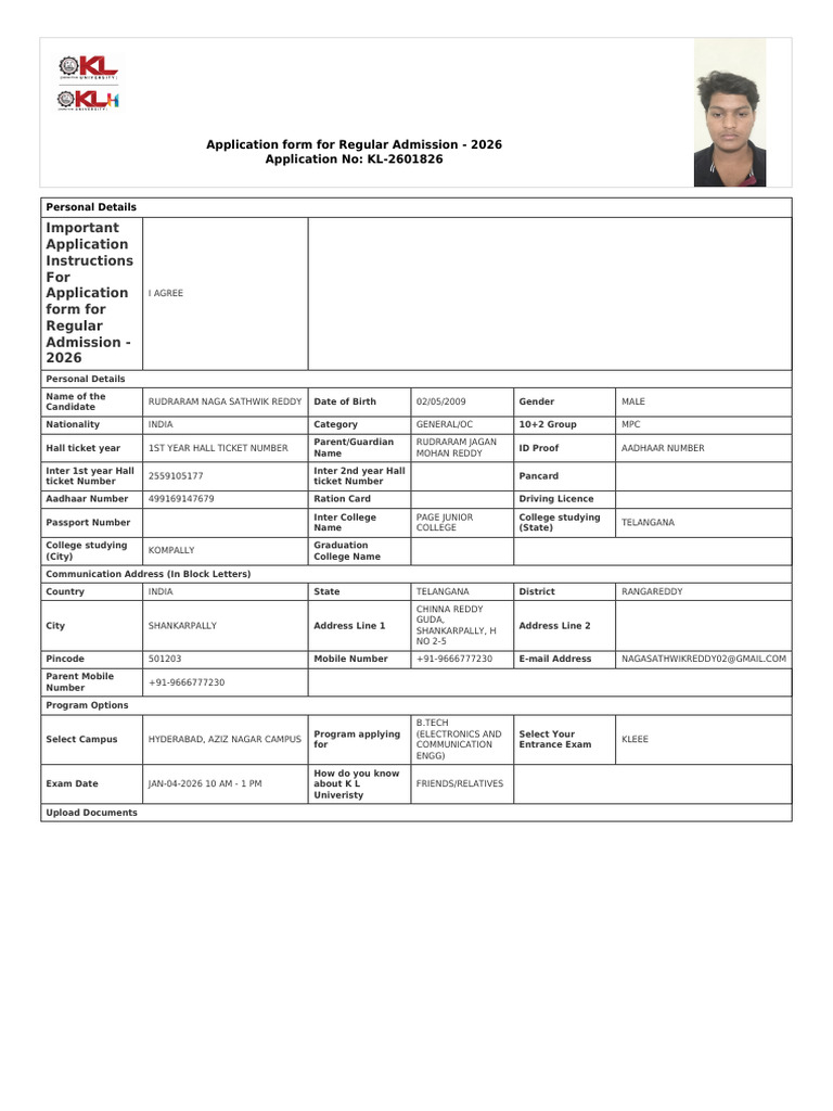 Regular Admission Application 2026 | PDF | Authentication | Government ...