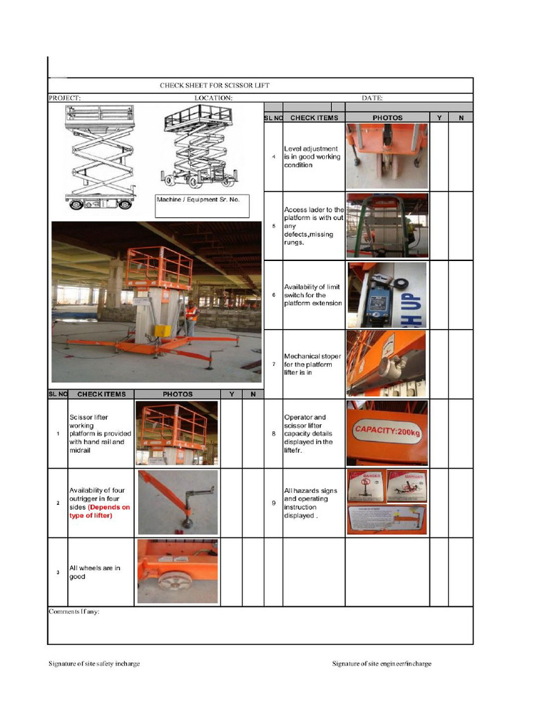 Scissor Lift Checklist | PDF