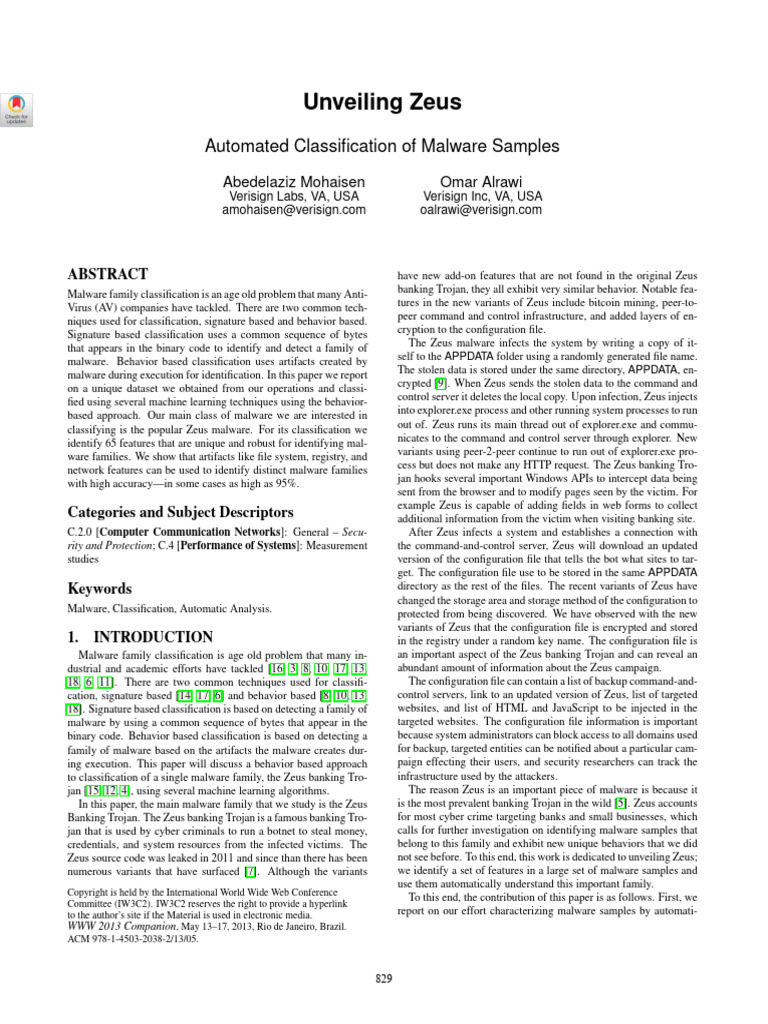Automated Classification of Malware Samples | PDF | Malware | Support ...