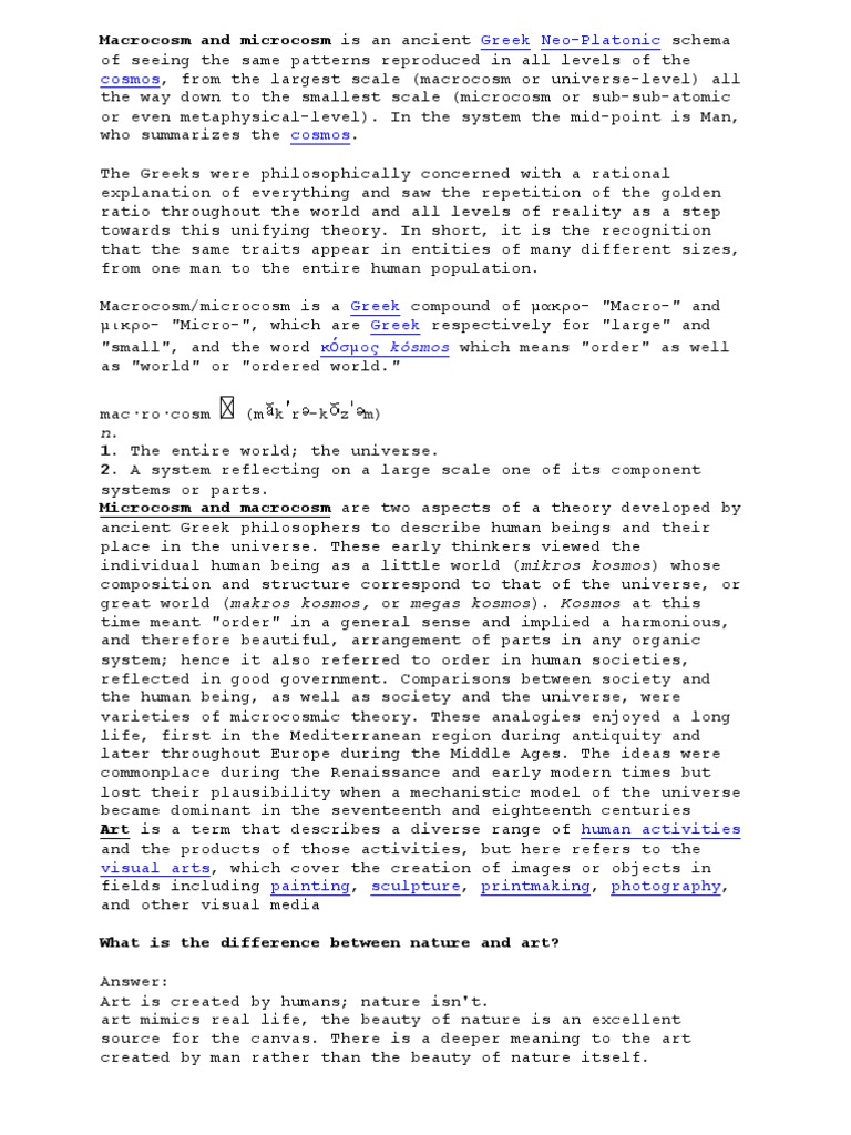 Ancient Greek Macrocosm and Microcosm | PDF | Paintings | Epistemology