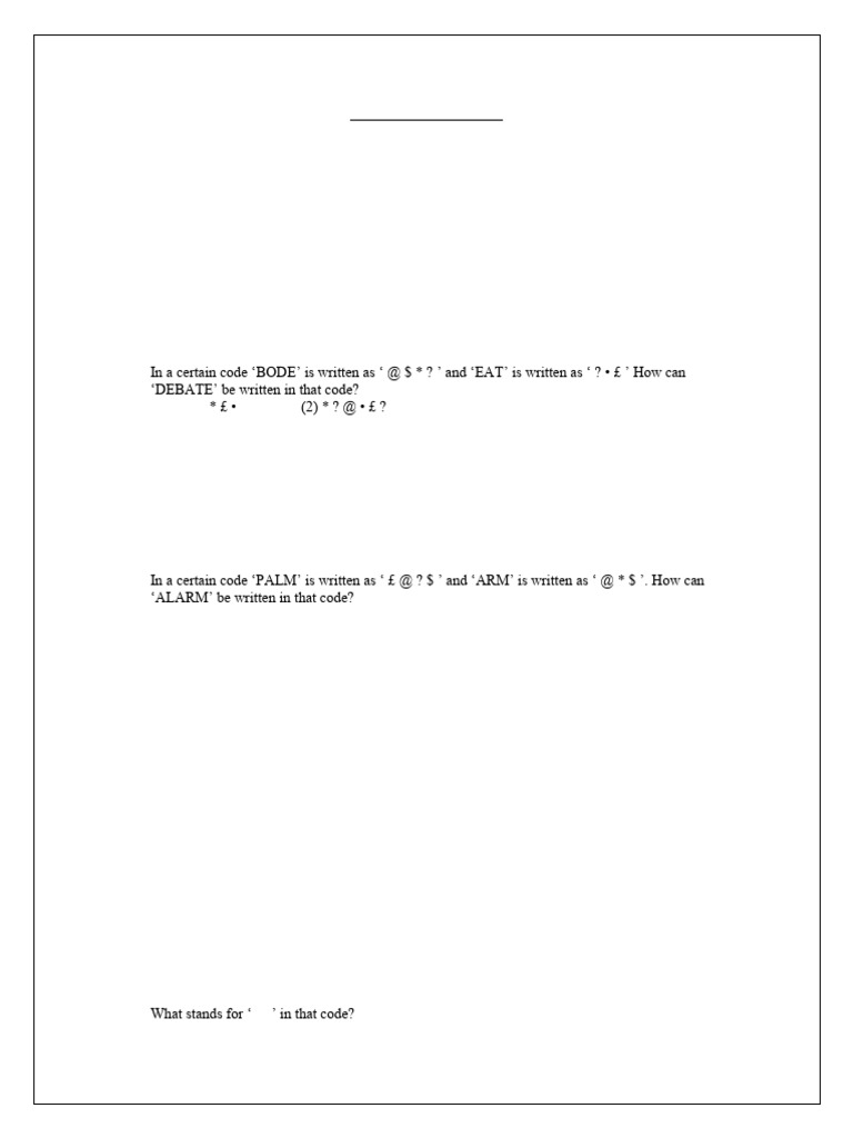 Coding Decoding Practice Sheet | PDF