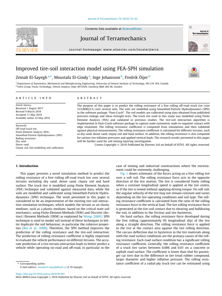 Improved Tire-Soil Interaction Model Using FEA-SPH Simulation | PDF ...