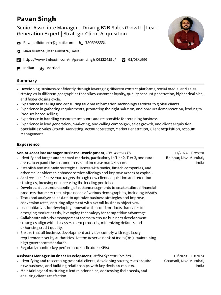 Pavan Singh FlowCV Resume 20250617 | PDF | Sales | Marketing
