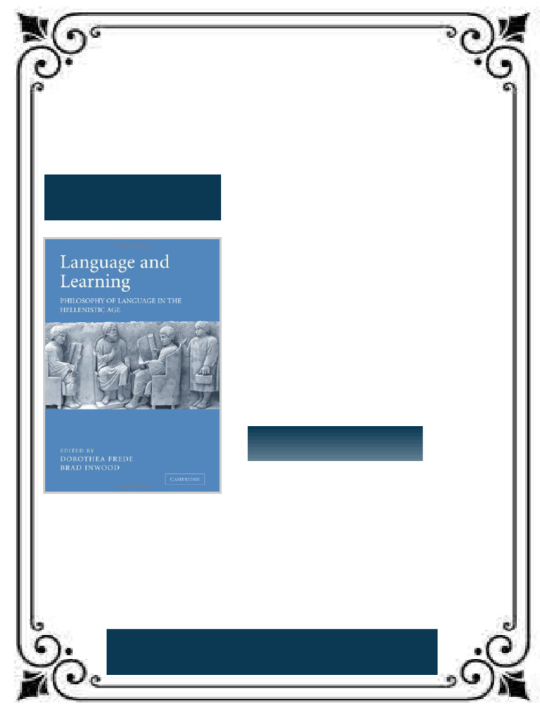Language and Learning Philosophy of Language in The Hellenistic Age 1st ...