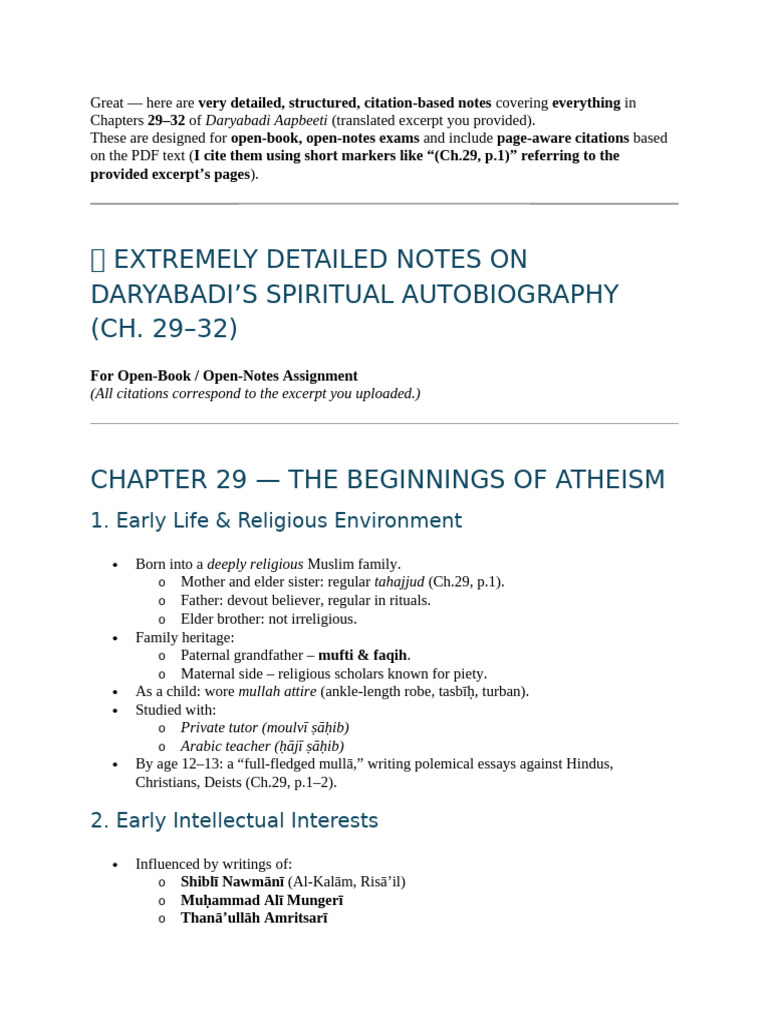 Extremely Detailed Notes On Daryabadi'S Spiritual Autobiography (CH. 29 ...