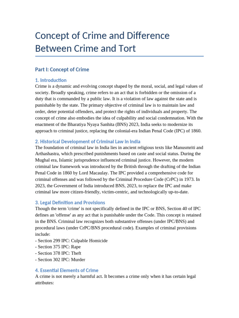 Understanding Crime and Tort Law Differences | PDF | Crimes | Crime ...
