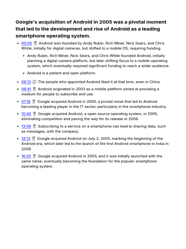 Google's 2005 Android Acquisition Impact | PDF