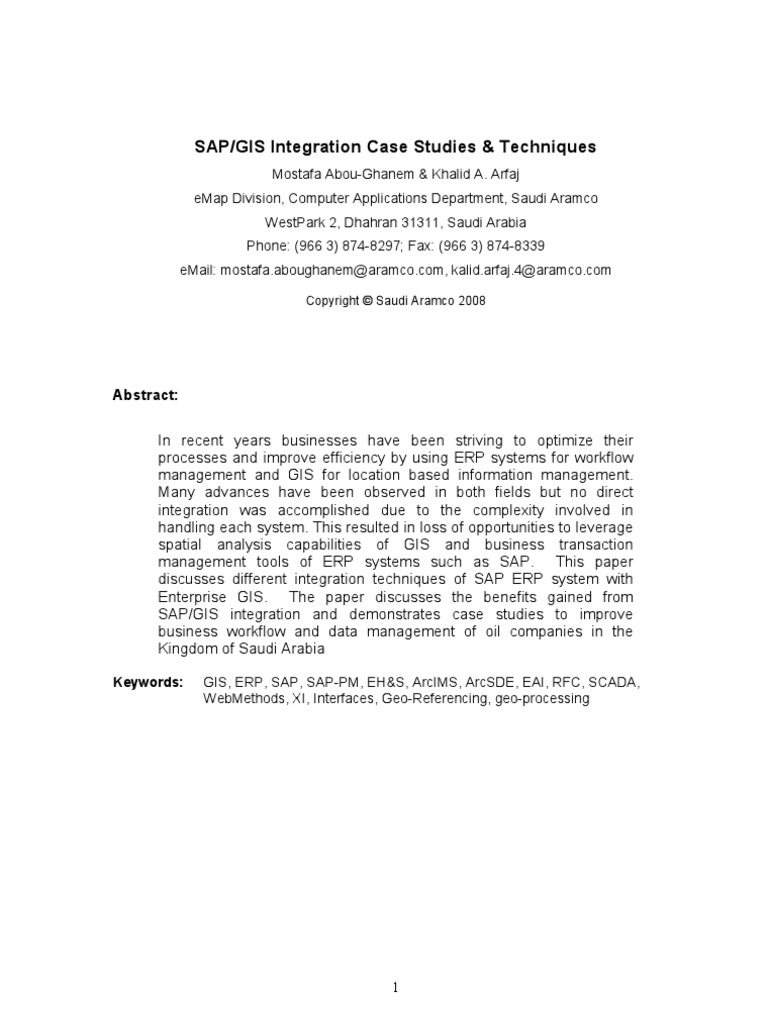 SAP GIS Integration Case Studies & Techniques | PDF | Geographic ...