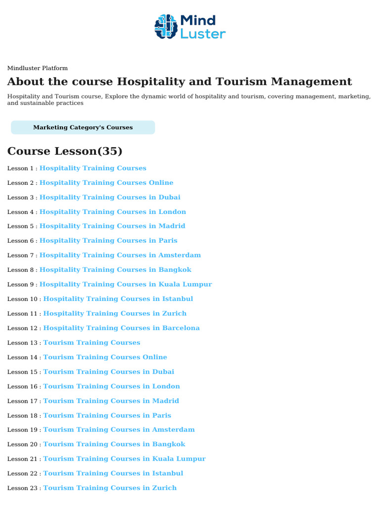 Tourism Courses | PDF