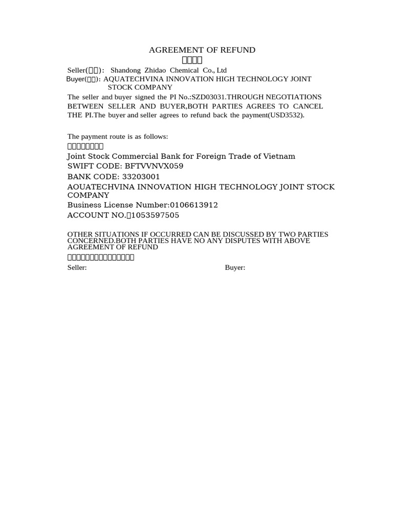 Refund Agreement | PDF
