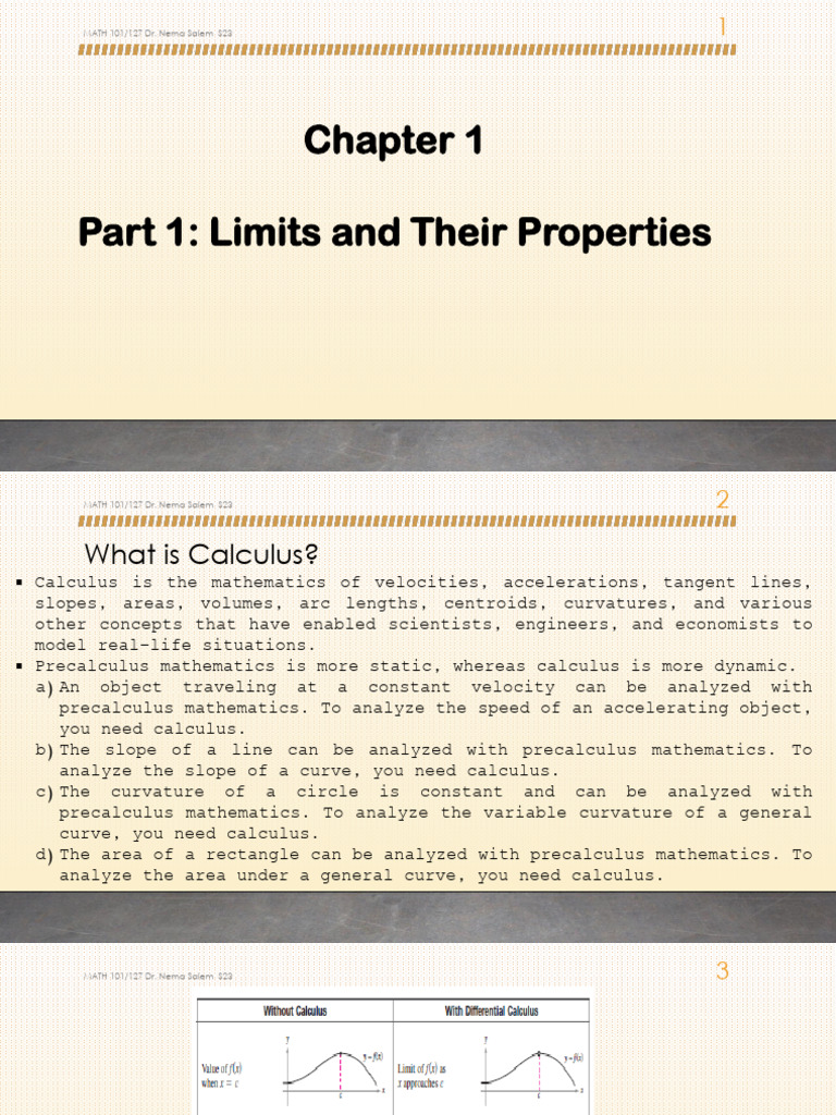 MATH 101 127 Ch1 Limits Part 1 S23 | PDF | Calculus | Area