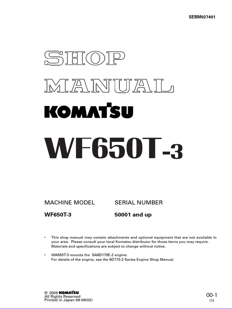 Komatsu Trash Compactors Wf650t 3 Workshop Manuals | PDF | Rope | Crane ...