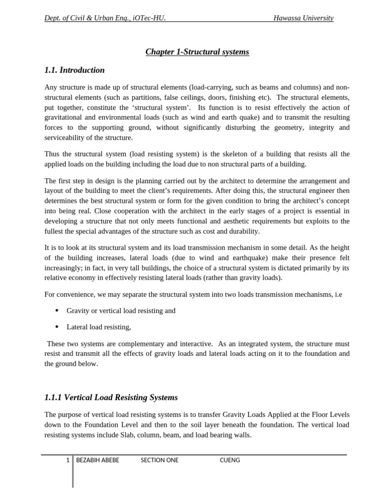 Structural Systems in Civil Engineering | PDF | Beam (Structure) | Column