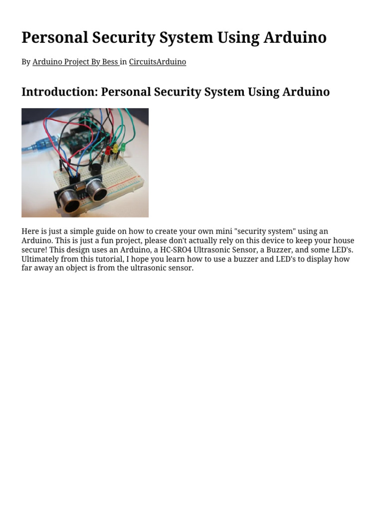 Personal Security System Using Arduino - 8 Steps (With Pictures ...