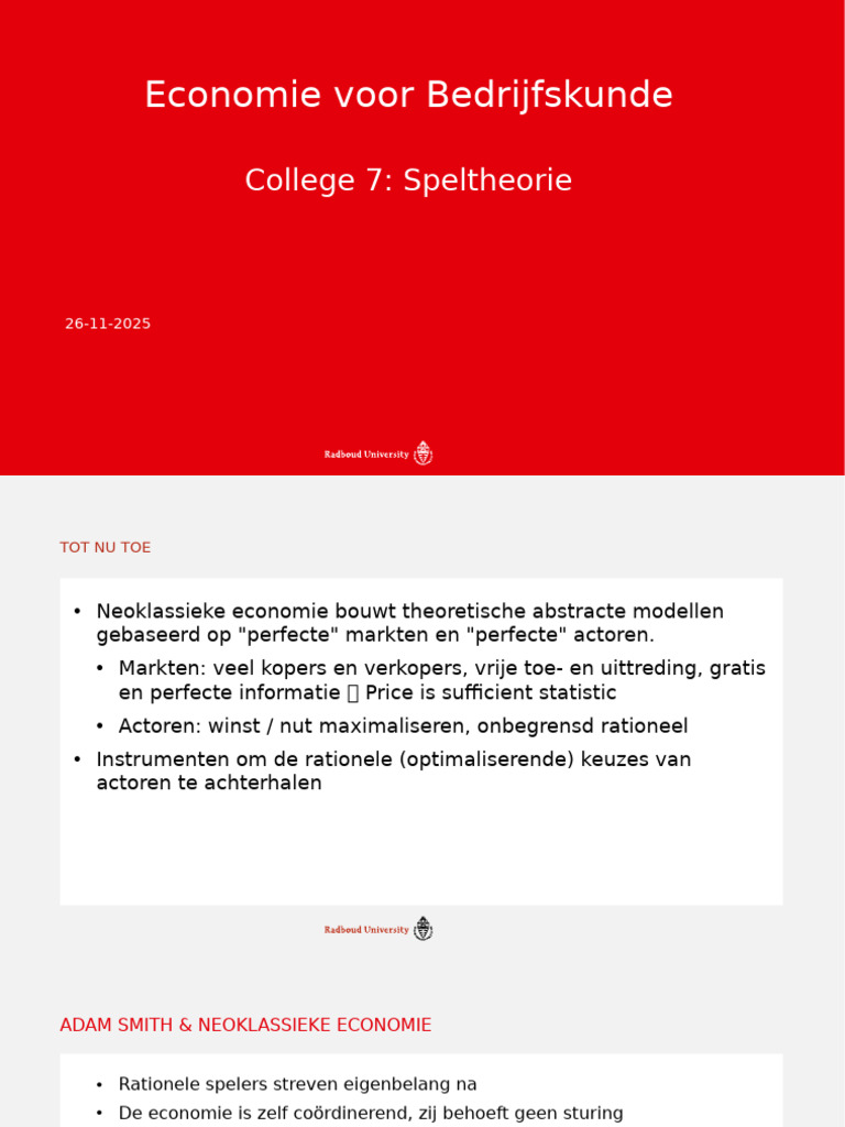 College 7 Speltheorie 26-11-2025 | PDF