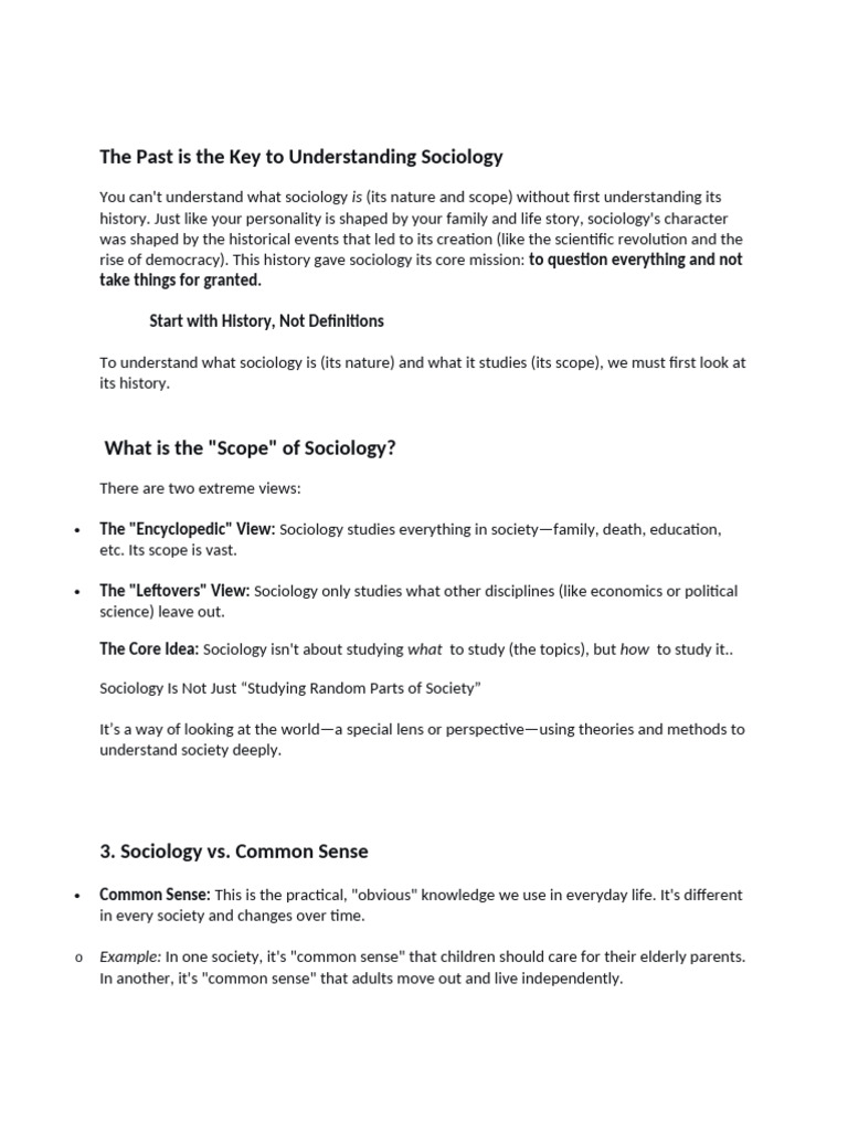 The Past Is The Key To Understanding Sociology | PDF | Sociology | Society