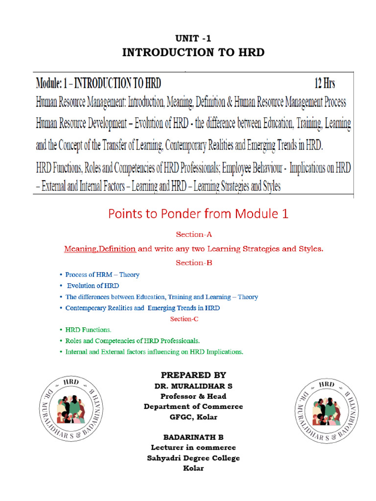Introduction to Human Resource Development | PDF | Employee Retention ...
