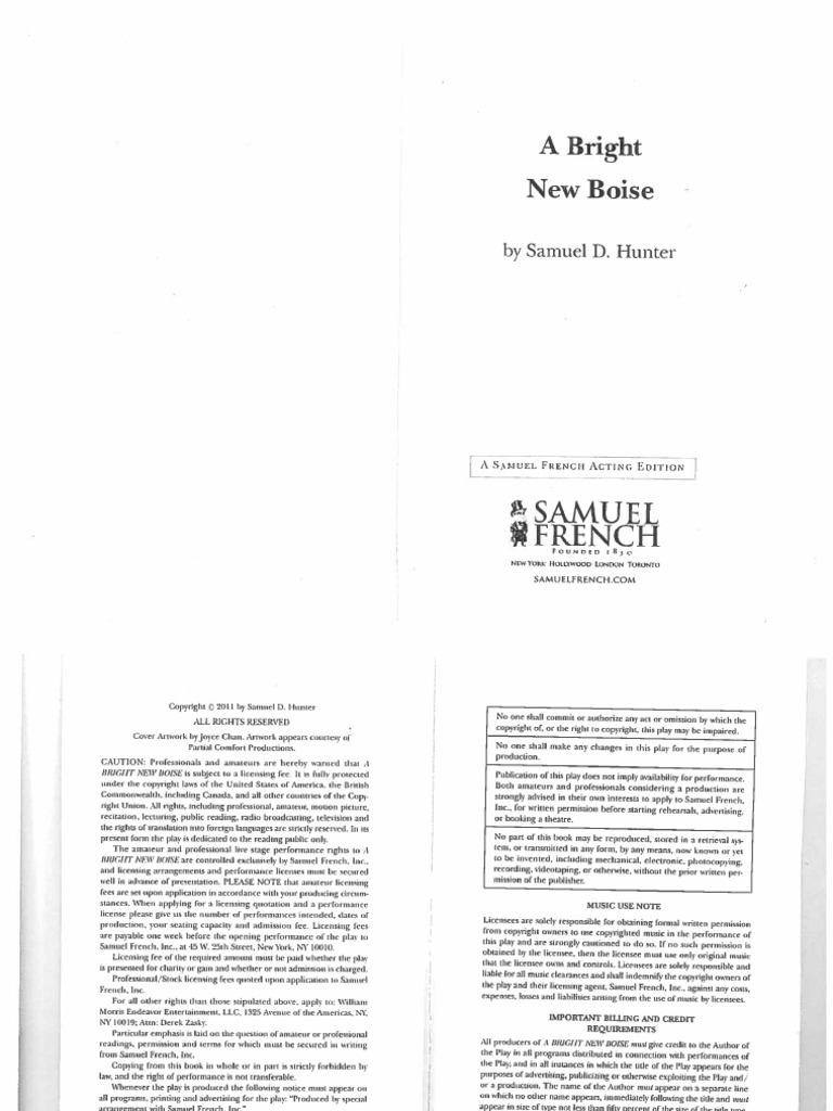 Hunter, Samuel D. - A Bright New Boise | PDF