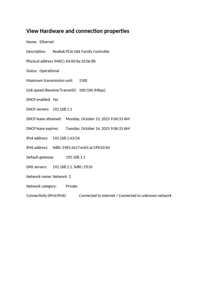 View Hardware and Connection Properties | PDF