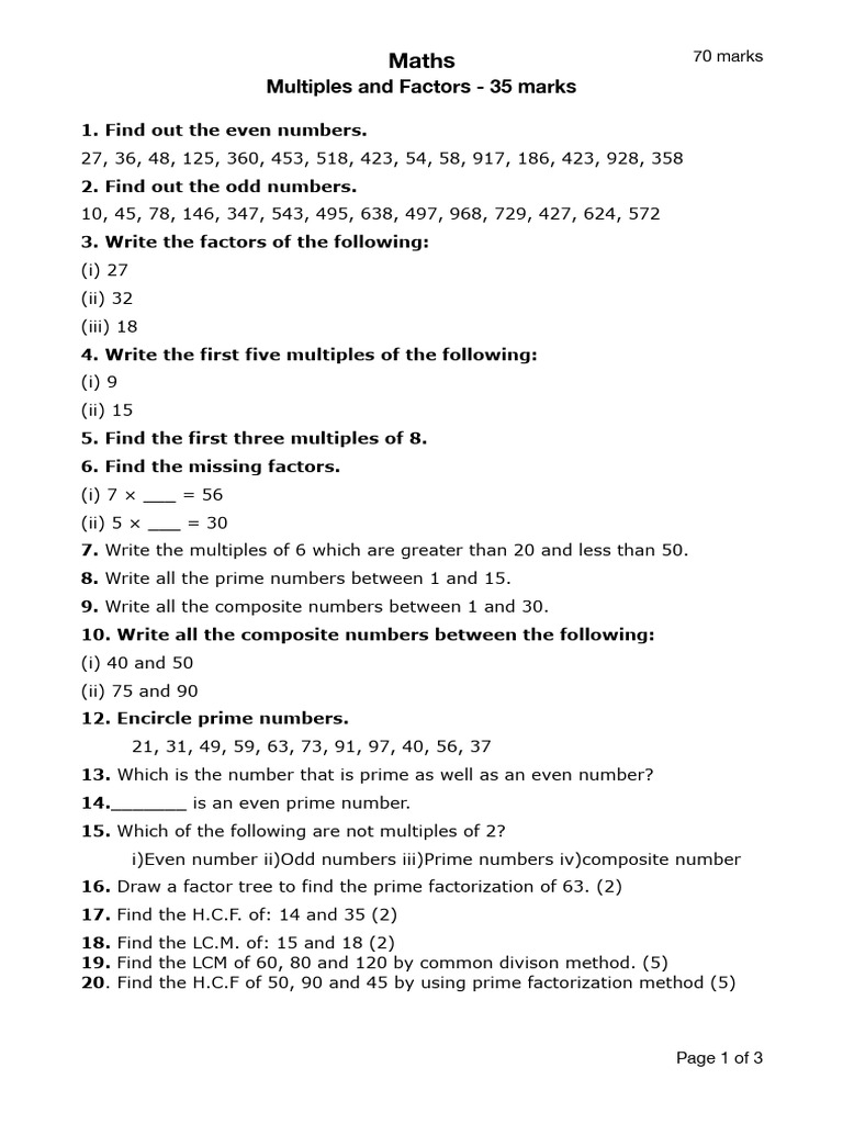 Maths: Multiples, Factors, Area & Perimeter | PDF | Area | Length